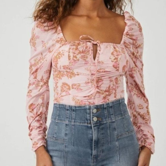Free People | Tops | Nwt Large Free People Hilary Pink Combo Floral ...
